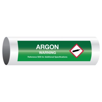 Warning Argon Pipe Markers, GHS Pipemarkers | Seton | Seton