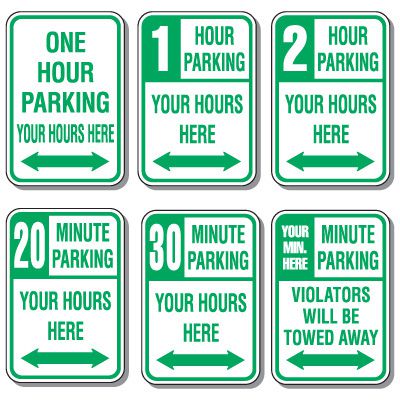 Rapid-Ship Custom Parking Signs, Time Limit, Parking Hours | Seton
