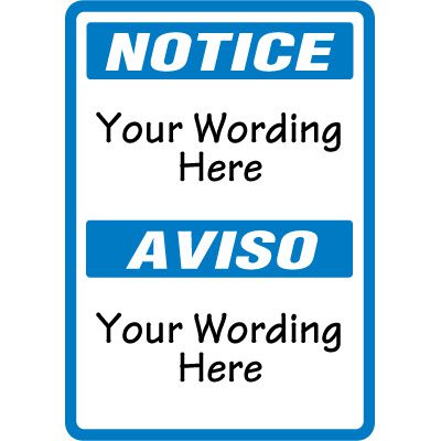 Custom Bilingual Notice Sign | Emedco