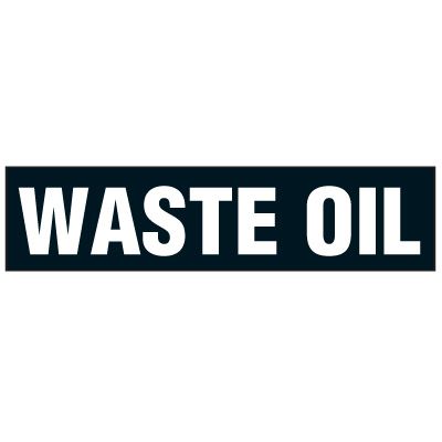 Waste Oil Chemical Hazard Label - White on Black | Emedco