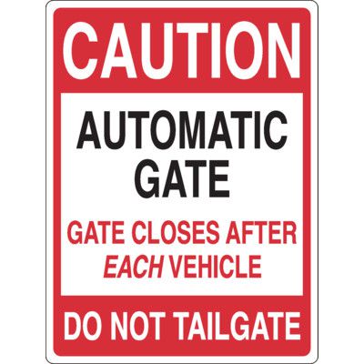 Caution Automatic Gate Sign, Property & Security Signs | Emedco