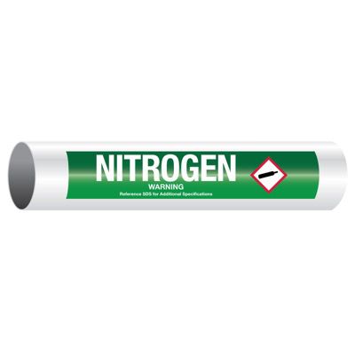 Warning Nitrogen Pipe Markers, GHS Pipemarkers | Seton | Seton