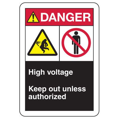 ANSI Format Multi-Message Hazard Sign - Danger High Voltage | Emedco