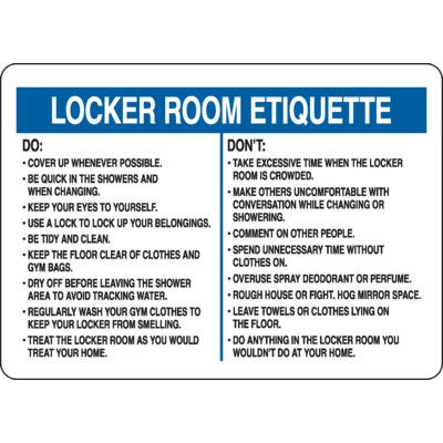 Locker Room Etiquette - Locker Room Signs | Seton | Seton