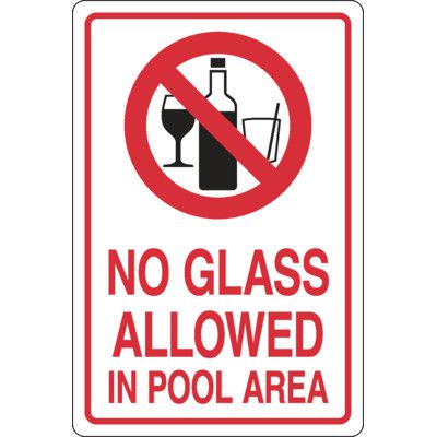 No Glass Allowed, Pool Safety Signs | Emedco