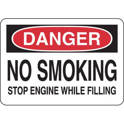 Danger No Smoking Stop Engine While Filling - No Smoking Sign | Seton ...
