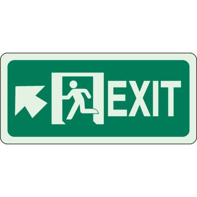 Glow In The Dark Exit Egress Sign - Up Left Arrow | Emedco