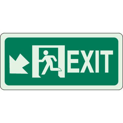 Exit With Diagonal Down/Left Arrow - Glow-In-The-Dark Exit Signs ...