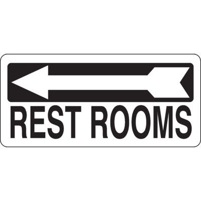 Restroom Sign With Arrow Toilets Arrows Men Left / Women Right
