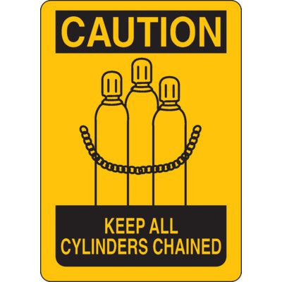 Caution Keep All Cylinders Chained - Industrial Cylinder Sign | Seton ...