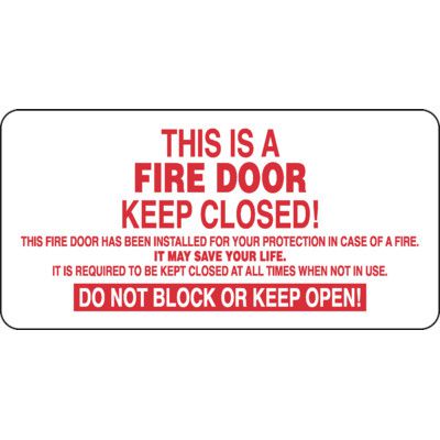 This Is A Fire Door – Do Not Block Or Keep Closed Sign | Seton