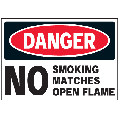 Danger Label - No Smoking Matches Open Flame | Emedco