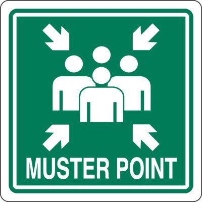Muster Point Sign With Graphics | Emedco