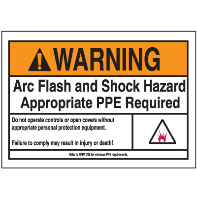 Warning Arc Flash & Shock Hazard Label | NFPA 70E Compliant | Emedco