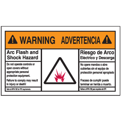 NEC Arc Flash Labels On-A-Roll - Arc Flash And Shock Hazard (Warning ...