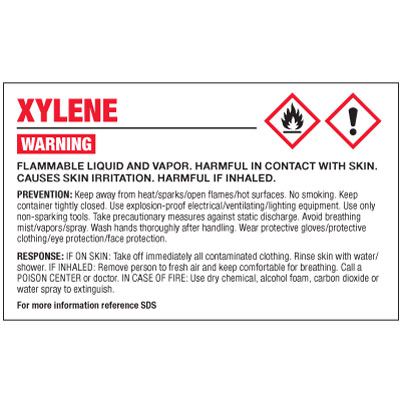 Chemical GHS Labels - Xylene, Chemical Safety Labels | Seton