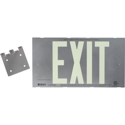 BradyGlo™ UL924 Steel-Framed Exit Sign 50' - Silver | Emedco