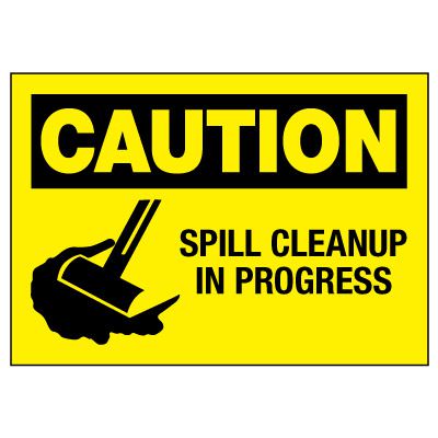 Caution Spill Cleanup In Progress Hanging Doorway Barricade Sign Kit ...
