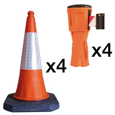 EasyExtend Safety Barrier - Red/White Tape Head Unit, Cone & Cone ...