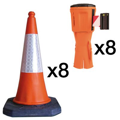 EasyExtend Safety Barrier - Red/White Tape Head Unit, Cone & Cone ...