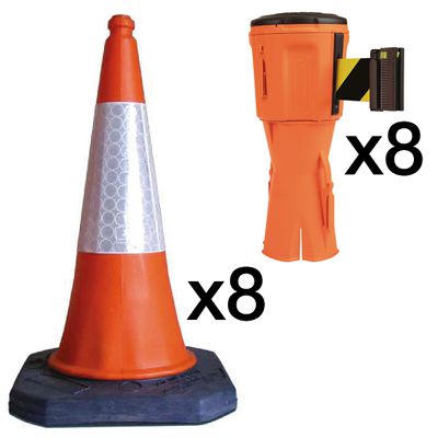 EasyExtend Safety Barrier - Yellow/Black Tape Head Unit, Cone & Cone ...