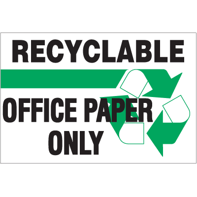 Recycling Labels - Recyclable Office Paper Only | Seton