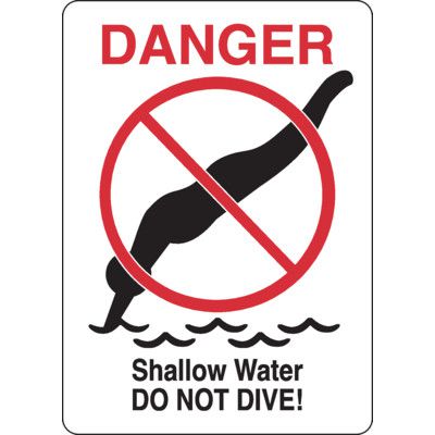 Water Safety Signs - Danger - Shallow Water No Diving | Seton