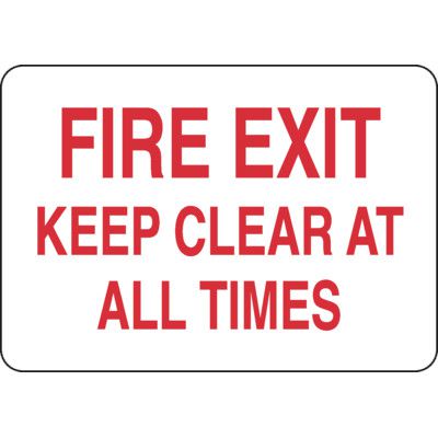Adhesive Vinyl Fire Exit Signs - Fire Exit Keep Clear At All Times ...