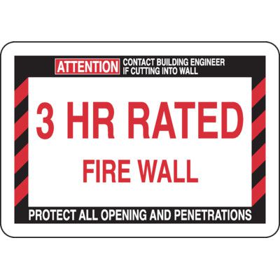 3 Hour Rated Fire Wall - Fire Wall Warning Signs | Seton | Seton