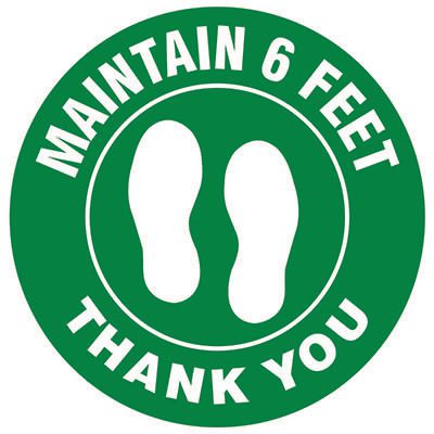 Floor Safety Signs Maintain 6 Feet Green