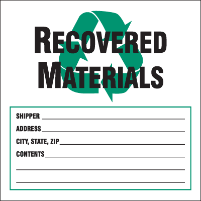 Waste Sort Labels - Recovered Materials | Emedco