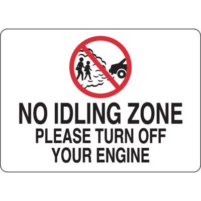 No Idling Signs & No Idle Zone Signs | Parking Lot Safety | Emedco