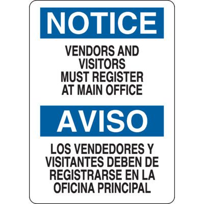 Must Register At Main Office Sign | Emedco