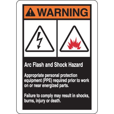 Warning Arc Flash And Shock Hazard - Industrial Arc Flash Sign | Seton