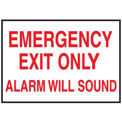 Exit/Directional Signs - EMERGENCY EXIT ONLY ALARM WILL SOUND from ...