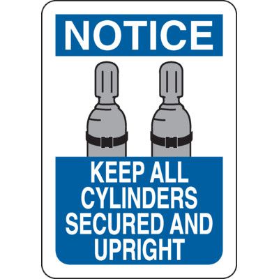 Notice Keep All Cylinders Upright Sign | Emedco