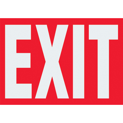 Reflective Exit Label - White on Red | Emedco