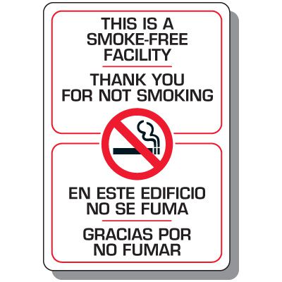 Bilingual Smoke-Free Facility Sign | Bilingual Sign.com | Emedco