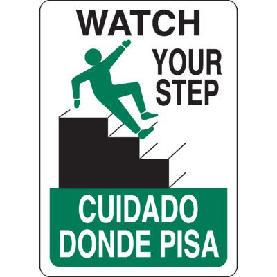 Bilingual Watch Your Step Sign | Emedco