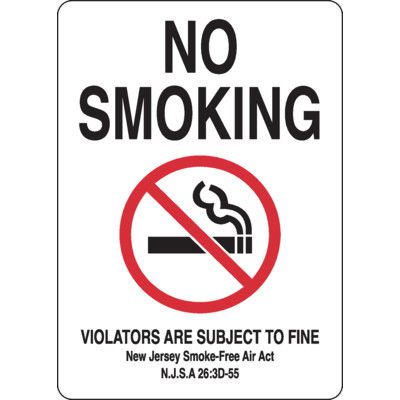 New Jersey No Smoking Sign | Emedco