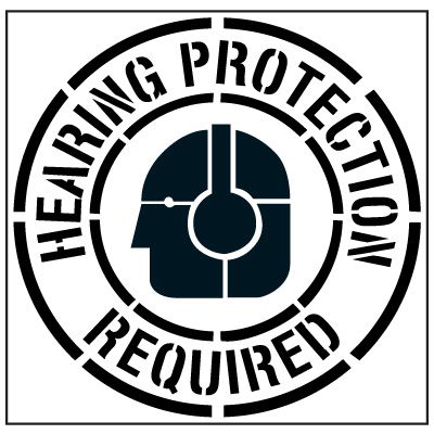 Hearing Protection Required Floor Stencil | Emedco