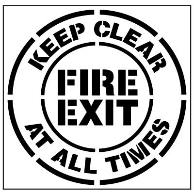 Fire Exit & Keep Clear Floor Stencils - 24" Reusable Safety Stencils | Seton