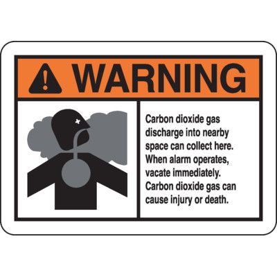 CO2 Extinguishing Systems Signs - Cabon dioxide can collect here | Emedco