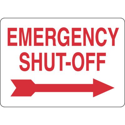 Emergency Shut-Off Sign (Right Arrow) | Emedco