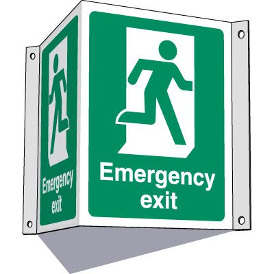 3-Way Running Man Emergency Exit Sign | Seton Canada | Seton.ca