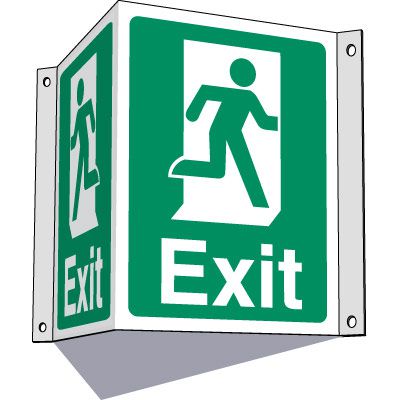 3-Way Running Man Exit Sign | Seton