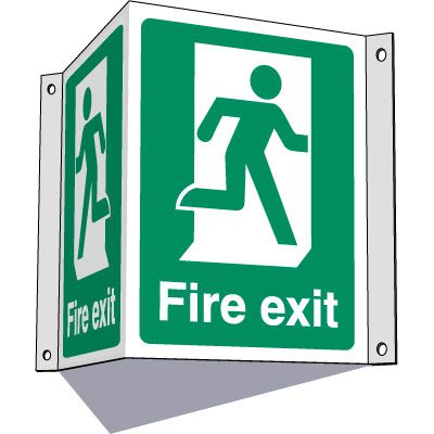 3-Way Running Man Fire Exit Sign | Emedco