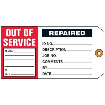 Out of Service/Repaired 2-in-1 Status Tag | Seton | Seton