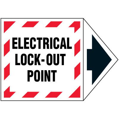 2-Part Arrow Labels - Electrical Lock-Out Point | Emedco