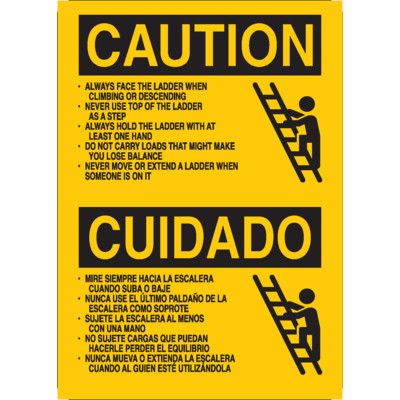 Caution: Bilingual Ladder Safety Rules Sign | Seton